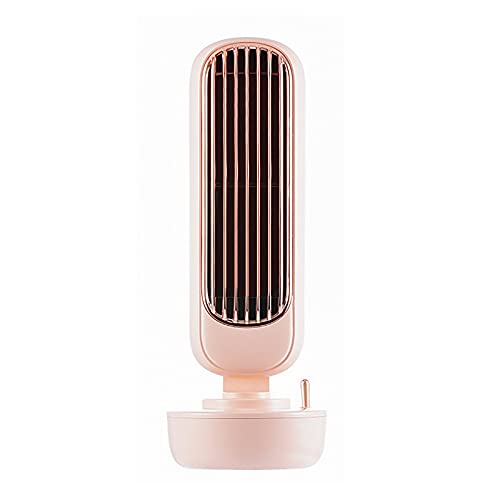 STOYRB Portable Oscillating Tower Fan Mini Desk Fan - 3 Wind Speed, Timing Spray, USB Rechargeable, Quiet Cooling, Personal Small Bladeless Fan for Home Office, Pink, 29.3cm11.5in