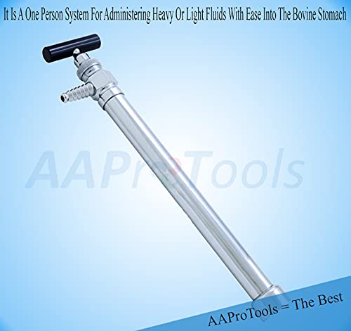 AAProTools Veterinary Stomach Pump 15” Instrument Specialists Stainless Steel Animal Stomach Relief Pump Tube for Stomach Upset, Constipation Relief for Animal Cattle Sheep Cow Horse Cattle Drench.