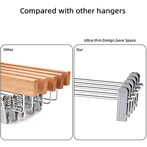 Hangers with Clips - 20 Pack Pants Hangers with Clips Stackable Metal Clip Hangers Skirt Hangers with Clips