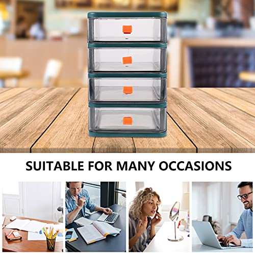 BESPORTBLE Desktop Storage Cabinet Small Multi- Layer Drawer Storage Box Sundries Classification Decorative Dressing Boxes (Green, 4 Drawer)