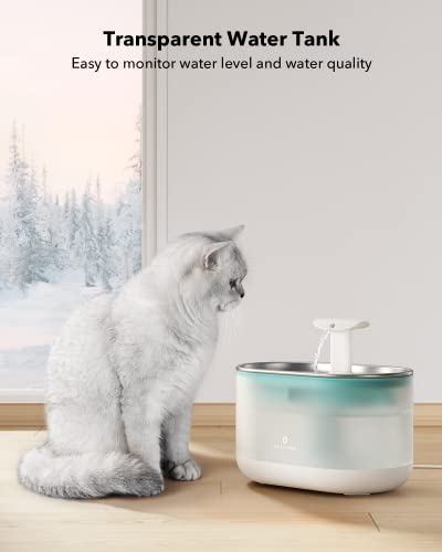 PETLIBRO Upgraded Cat Water Fountain Stainless Steel, Ultra Quiet, 71fl oz/2.1L Automatic Pet Water Fountain, Two Flow Modes, BPA-Free Capsule Metal Healthy Dog Water Dispenser with 4 Large Filters