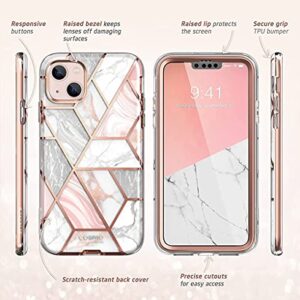 i-Blason Cosmo Series Case for iPhone 13 6.1 inch (2021 Release), Slim Full-Body Stylish Protective Case with Built-in Screen Protector(Marble)