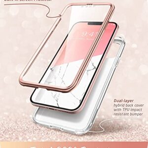 i-Blason Cosmo Series Case for iPhone 13 6.1 inch (2021 Release), Slim Full-Body Stylish Protective Case with Built-in Screen Protector(Marble)