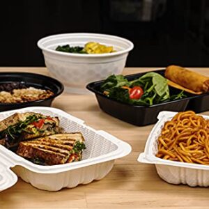 TIYA Takeout Food Containers - 33 oz Bulk 150 Pack with Lids - Plastic Compartment Storage To-Go Boxes - Reusable, Microwavable, Dishwasher Safe - Leak Proof for Restaurants and Meal Prep