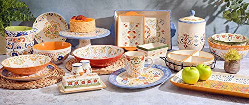 Laurie Gates by Gibson Hand Painted Tierra Mix and Match Dinnerware Set, Oval Platter (13.8"), Assorted