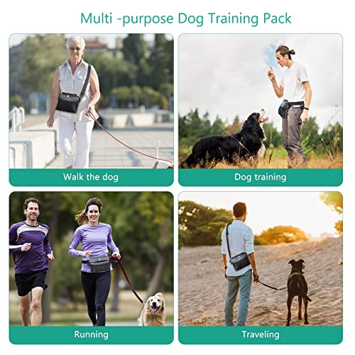 ORIA Dog Treat Training Pouch, Pet Out Training Belt Bag, Dog Food Bag with Removable Inner Pocket, Built-in Poop Bag Dispenser, Dog Training Bag, Gray