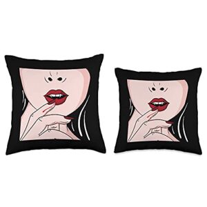 Gothic Vampire Aesthetics Meme Vampire Aesthetic Gothic Woman Horror Fan Throw Pillow, 16x16, Multicolor