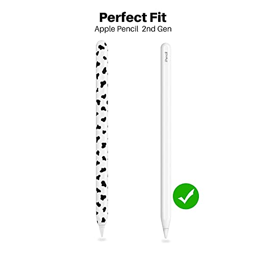 NIUTRENDZ Cow Print Case for Apple Pencil 2nd Generation Cover Protective Silicone Sleeve Skin Accessories Compatible with Apple Pencil 2nd Gen (Black)