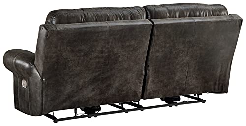 Signature Design by Ashley Grearview 2 Seat Power Reclining Sofa with Adjustable Headrest, Dark Gray