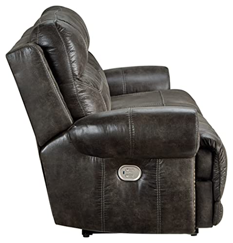 Signature Design by Ashley Grearview 2 Seat Power Reclining Sofa with Adjustable Headrest, Dark Gray