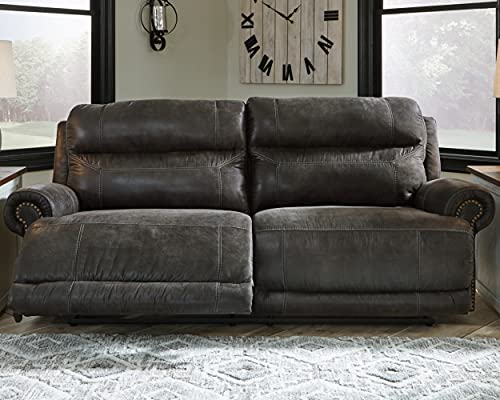 Signature Design by Ashley Grearview 2 Seat Power Reclining Sofa with Adjustable Headrest, Dark Gray