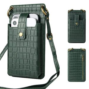 HIGHGO [Upgraded] Womens Small Crossbody Cell Phone Wallet Shoulder Phone Purse,Travel Card Holder for iPhone 11/12 /12 Pro Max/ 11 Pro/Xs Max Samsung All Smartphone (Green)