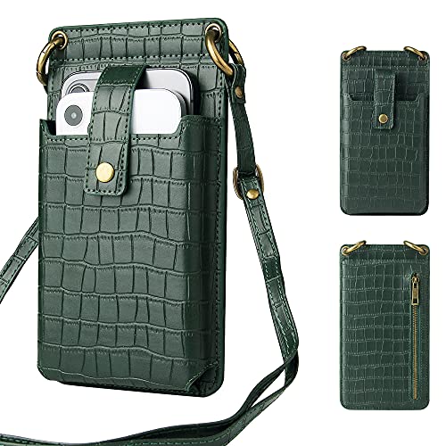 HIGHGO [Upgraded] Womens Small Crossbody Cell Phone Wallet Shoulder Phone Purse,Travel Card Holder for iPhone 11/12 /12 Pro Max/ 11 Pro/Xs Max Samsung All Smartphone (Green)