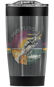 logovision pink floyd welcome to the machine stainless steel tumbler 20 oz coffee travel mug/cup, vacuum insulated & double wall with leakproof sliding lid | great for hot drinks and cold beverages