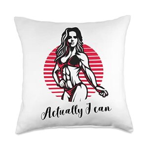 lift like a girl funny gym female lifting gifts co female bodybuilder weight lifting actually i can throw pillow, 18x18, multicolor