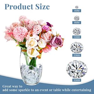 800 Pieces Diamond Decorations Acrylic Diamond Table Scatter Crystals for Table for Vase Fillers Party Table (Clear,30mm, 20mm, 12mm, 8mm, 4mm)