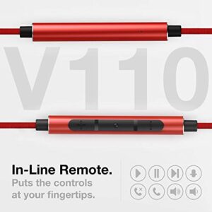 Thore iPhone Earphones (Apple MFi Certified) V110 in Ear Braided Wired Lightning Earbuds (Sweat/Water Resistant) Headphones with Mic/Volume Remote for iPhone 12/13/14 Pro Max - Red