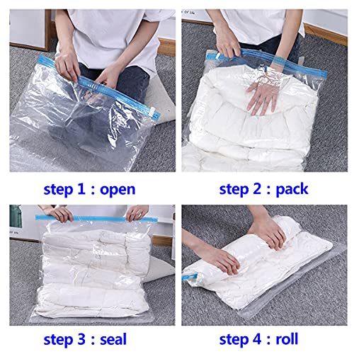 Indefinable Storage Bags No Vacuum,Space Bags Compression for Travel Storage,Hand Roll Seal Vacuum Bags for Clothes,Travel Space Saver Bags Roll Up Compression Storage Bags