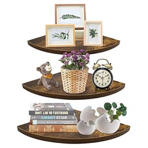 WIFTREY 3 Pack Wall Mount Floating Corner Shelves and 2 Pack 4x6 Picture Frames Collage with 9 Openings