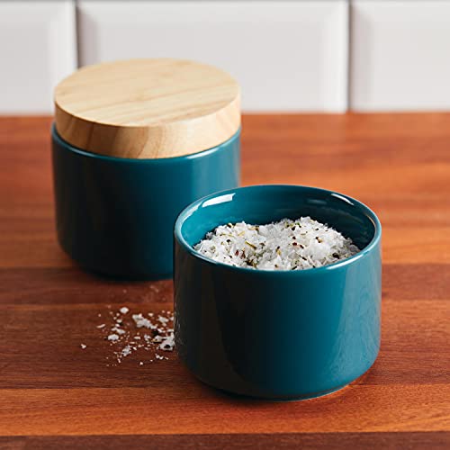 Rachael Ray Ceramics Stacking Spice/Seasoning Box Set with Lid, 2 Piece, Teal