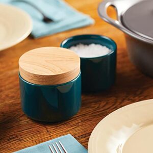 Rachael Ray Ceramics Stacking Spice/Seasoning Box Set with Lid, 2 Piece, Teal