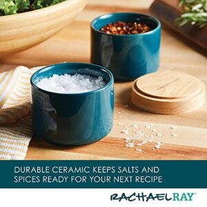 Rachael Ray Ceramics Stacking Spice/Seasoning Box Set with Lid, 2 Piece, Teal