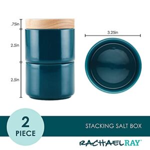 Rachael Ray Ceramics Stacking Spice/Seasoning Box Set with Lid, 2 Piece, Teal