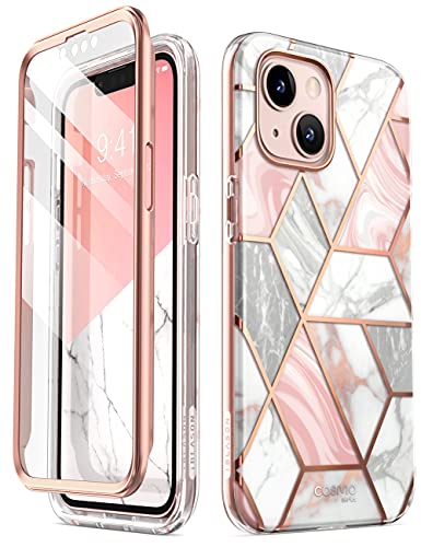 i-Blason Cosmo Series Case for iPhone 13 Mini 5.4 inch (2021 Release), Slim Full-Body Stylish Protective Case with Built-in Screen Protector (Marble)