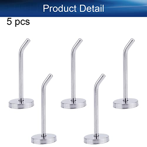 Yinpecly 3.94" Height Stainless Steel Wall Mounted Hook Elephant Nose Hook Robe Hooks Single Towel Hanger with Screws, for Bedroom Bathroom Kitchen Silver Tone 5pcs