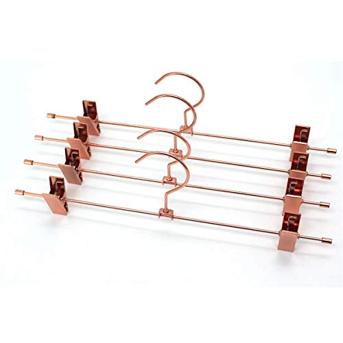 Koobay 13.8" Rose Gold Pants Metal Clothes Hangers, 30 Pack, Trouser Hangers with Clips Bottom Hangers Storage Display