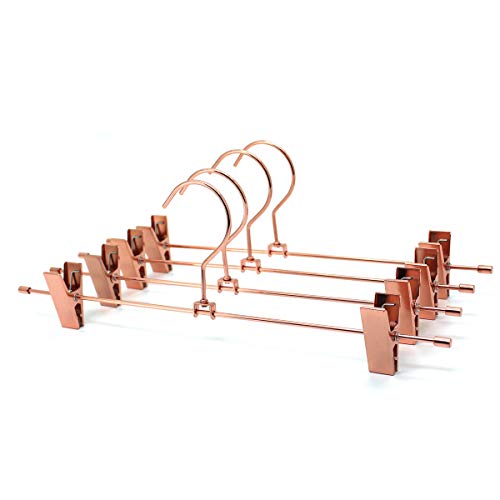 Koobay 13.8" Rose Gold Pants Metal Clothes Hangers, 30 Pack, Trouser Hangers with Clips Bottom Hangers Storage Display