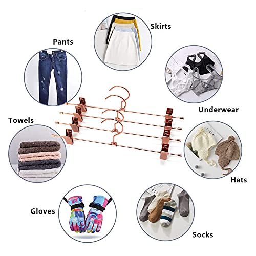 Koobay 13.8" Rose Gold Pants Metal Clothes Hangers, 30 Pack, Trouser Hangers with Clips Bottom Hangers Storage Display