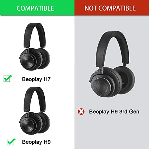 defean H9 H7 H9i Upgrade Quality Sheepskin Leather Ear Pads - Ear Cushion Replacement Earpad Compatible with Beoplay H9 H7 H9i Headphones(Black), High-Density Noise Cancelling Foam, Added Thickness