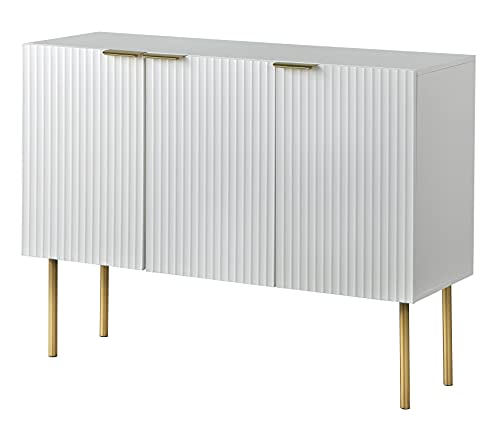 Target Marketing Systems Tacoma Mid Century Modern 3 Door Sideboard Cabinet, White