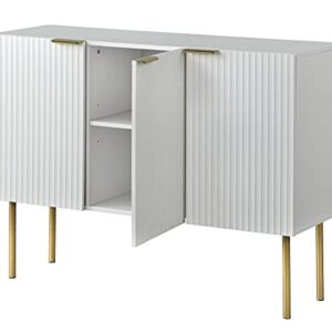 Target Marketing Systems Tacoma Mid Century Modern 3 Door Sideboard Cabinet, White