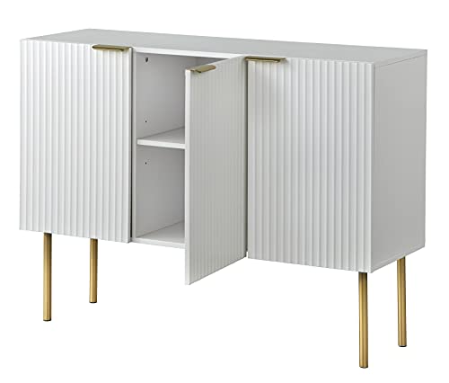 Target Marketing Systems Tacoma Mid Century Modern 3 Door Sideboard Cabinet, White