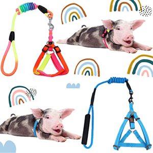 frienda 2 pieces adjustable mini pig harness leash mini pig walking harness and leash for hog piggy ferret rabbit dog cat and other small animals walking training jogging