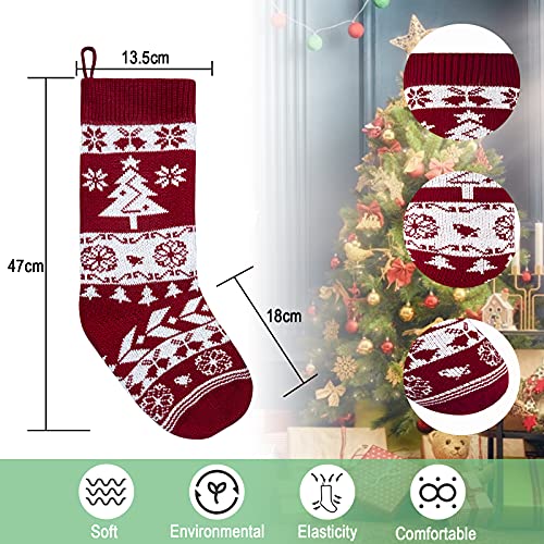 chfine Christmas Stockings,4 Pack 18 Inches Red Large Personalized Christmas Stockings Fireplace Hanging Decorations for Family Holiday Season