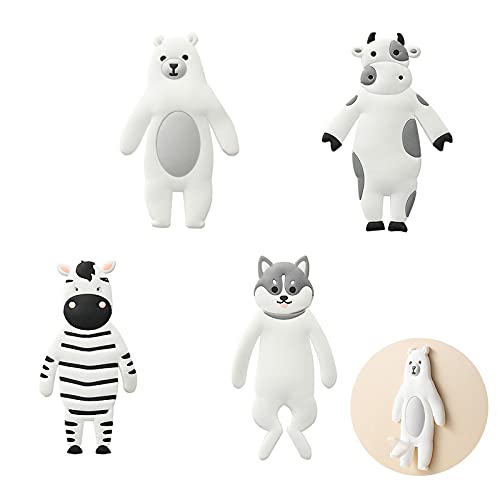 Creative Adhesive Coat Hook Kitchen Refrigerator Sticky Hook 4 Pcs Cute Pet Hooks for Coat, Scarf, Hat, Towel,Key,Bag, Utility Animal Hook for Wall Hanging Decorations