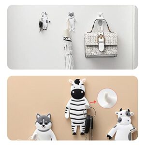 Creative Adhesive Coat Hook Kitchen Refrigerator Sticky Hook 4 Pcs Cute Pet Hooks for Coat, Scarf, Hat, Towel,Key,Bag, Utility Animal Hook for Wall Hanging Decorations