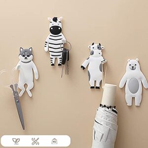 Creative Adhesive Coat Hook Kitchen Refrigerator Sticky Hook 4 Pcs Cute Pet Hooks for Coat, Scarf, Hat, Towel,Key,Bag, Utility Animal Hook for Wall Hanging Decorations