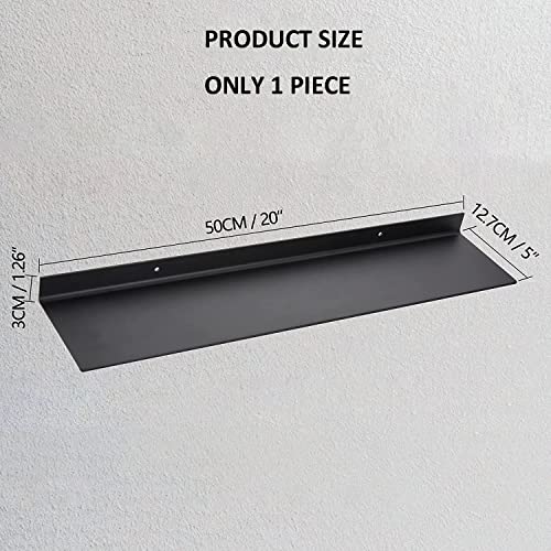 PLUSSEN Metal Wall Shelf,19" Matte Black Floating Shelves Wall Mount,Modern Decorative Shelving for Bedroom, Office, Bathroom, and Living Room.(Aluminum)