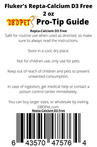 DBDPet Fluker's Reptile Calcium Supplement Without Vitamin D3 2oz - Includes Attached Pro-Tip Guide