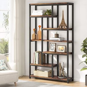 tribesigns 79 inch extra tall bookshelf, 7-tier vintage bookcase, industrial 10-shelf open storage shelves display shelves organizer for home office