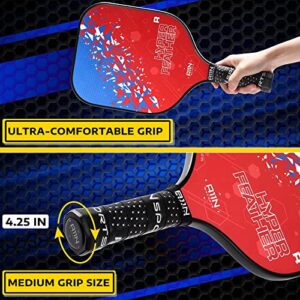 A11N HyperFeather R Pickleball Paddles Set of 2 for Beginners with 4 Outdoor Balls and 1 Backpack, Blue/Red