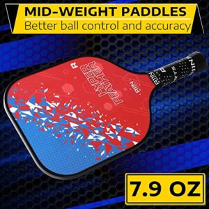 A11N HyperFeather R Pickleball Paddles Set of 2 for Beginners with 4 Outdoor Balls and 1 Backpack, Blue/Red