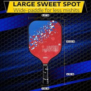 A11N HyperFeather R Pickleball Paddles Set of 2 for Beginners with 4 Outdoor Balls and 1 Backpack, Blue/Red