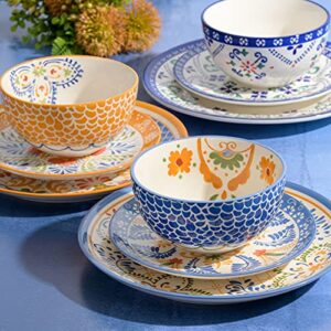 Laurie Gates by Gibson Hand Painted Tierra Mix and Match Dinnerware Set, Service for 4 (12pcs), Mosaic