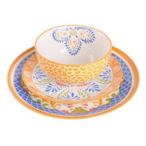 Laurie Gates by Gibson Hand Painted Tierra Mix and Match Dinnerware Set, Service for 4 (12pcs), Mosaic