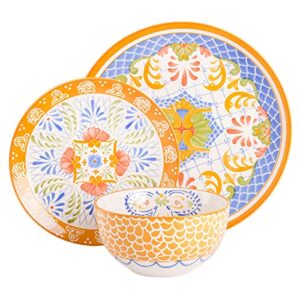 Laurie Gates by Gibson Hand Painted Tierra Mix and Match Dinnerware Set, Service for 4 (12pcs), Mosaic